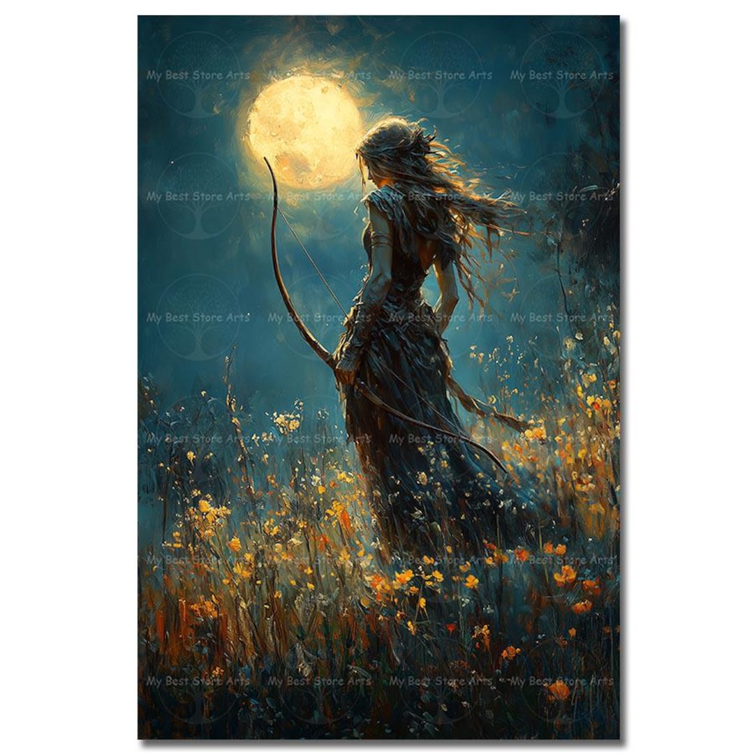Moody Artemis Art Print | Greek Goddess of Hunting & Moon | Mystical ...