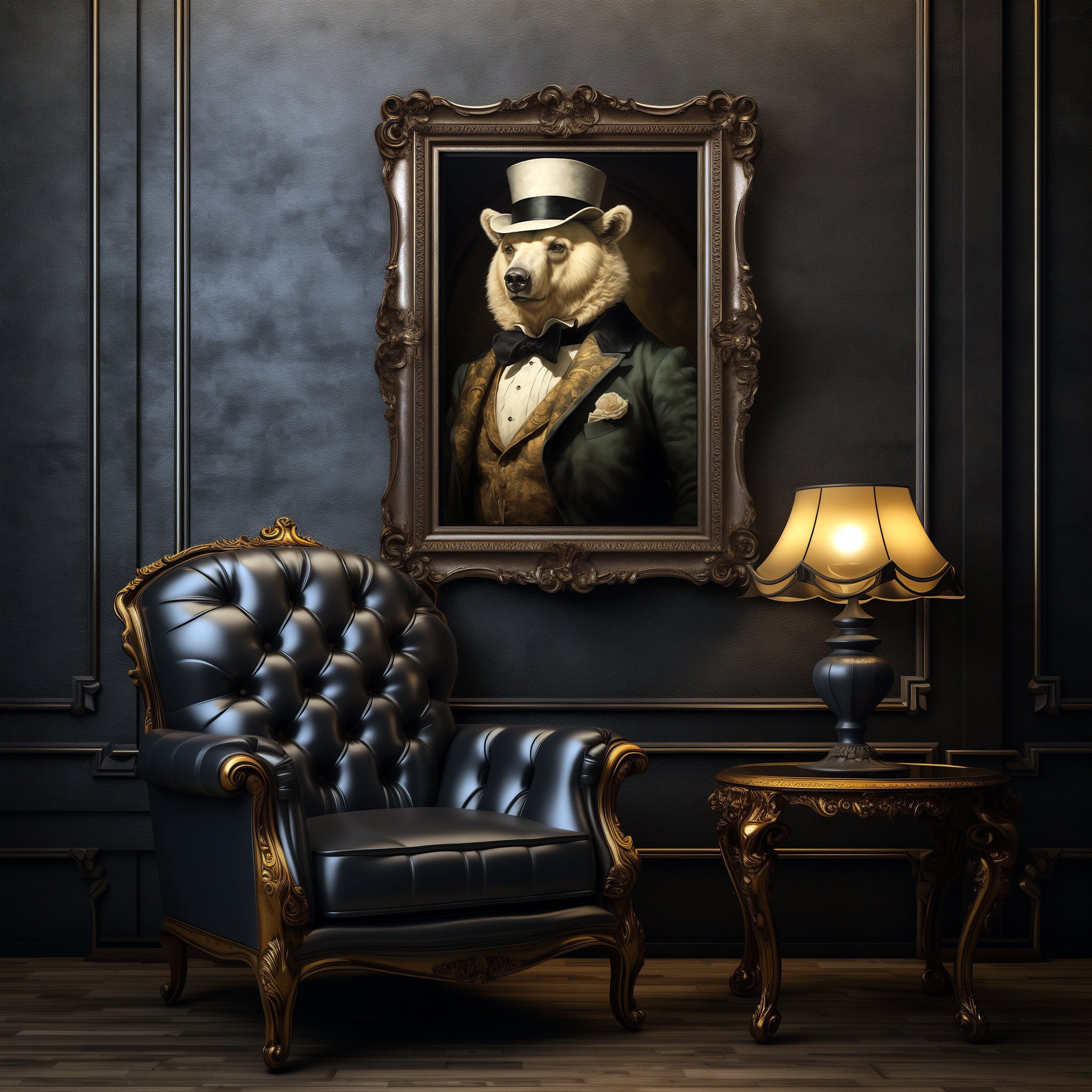 Polar Bear Fine Art Print, Victorian Bear Wall Decor, Victorian Animal ...