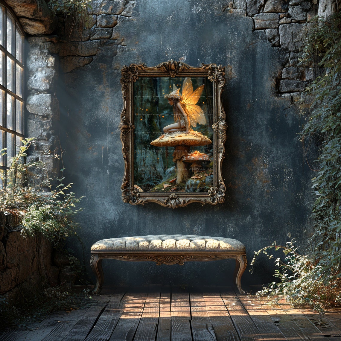 Magical Fairy Art Print Fantasy Cottagecore Picture, Midnight Fae ...