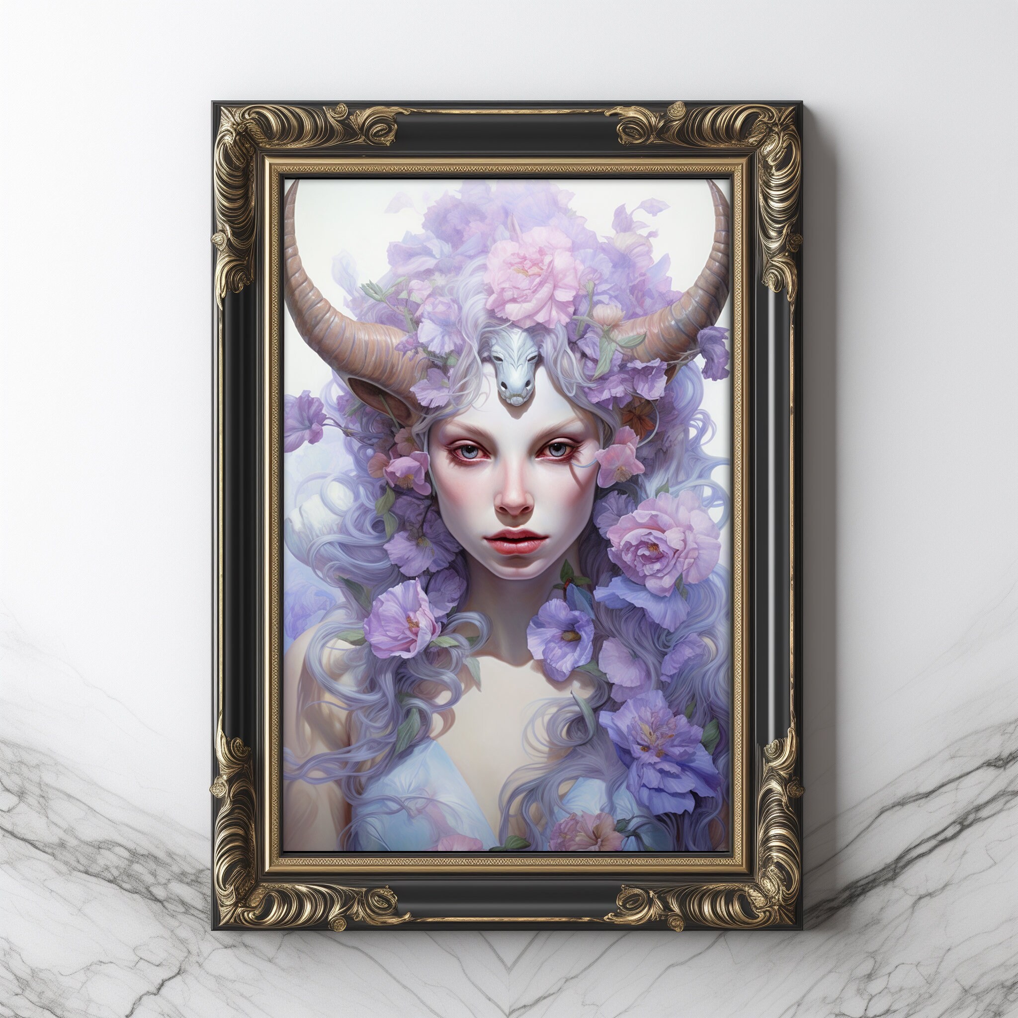 Flower Satyr Fantasy Fine Art Print, Forest Satyr Dark Academia ...