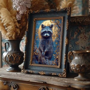 Raccoon Night Art Print - Cottagecore Wall Decor, Fantasy Animal ...