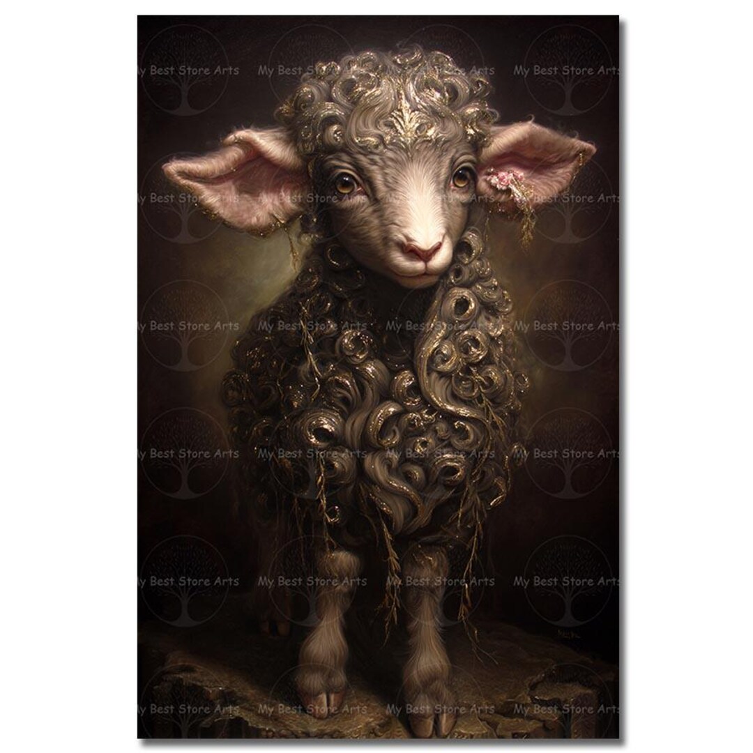 Gothic Sheep Art Print - Fantasy Animal Poster, Cottagecore Picture ...