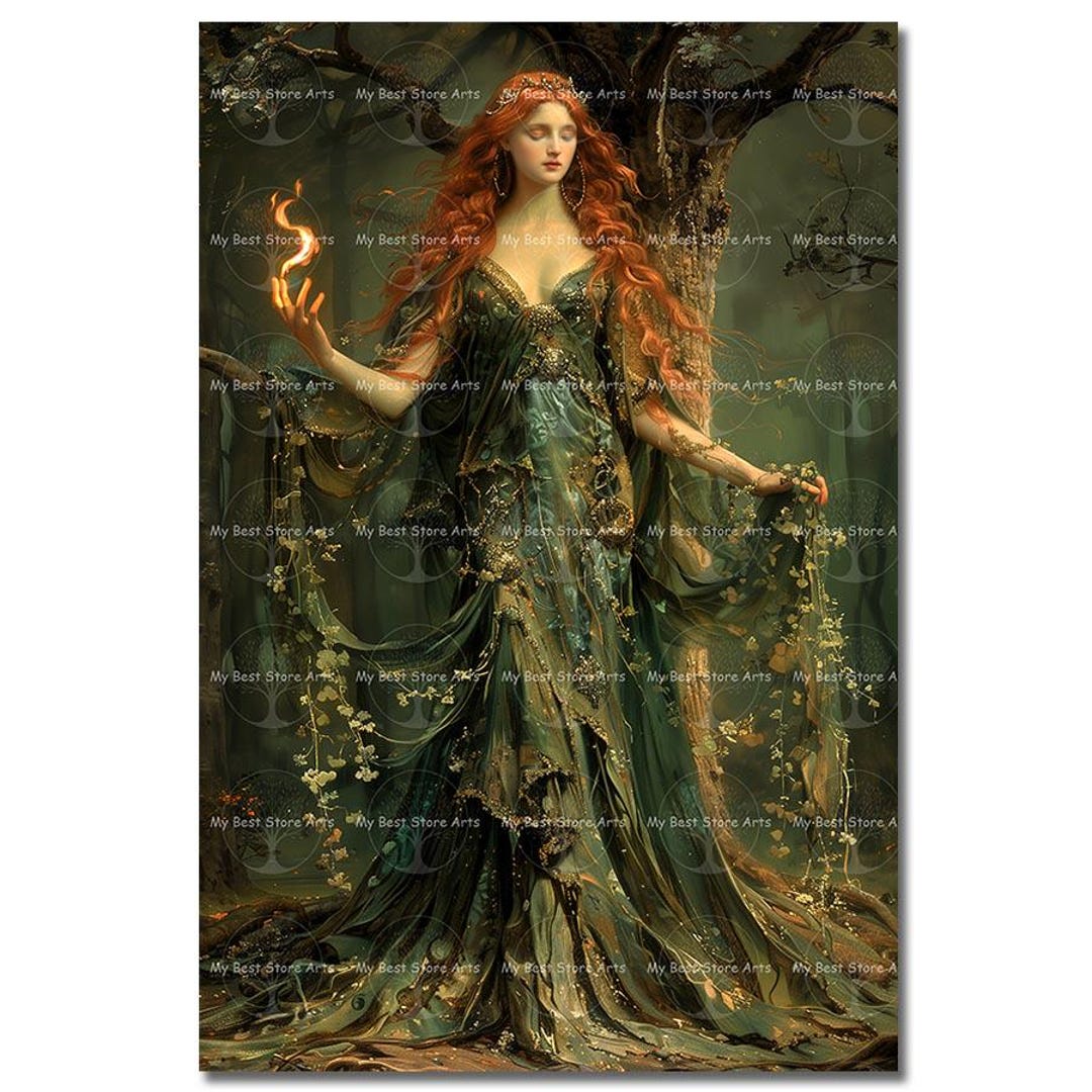Brigid Goddess Art Print - Folklore Wall Decor, Celtic Pagan Poster ...