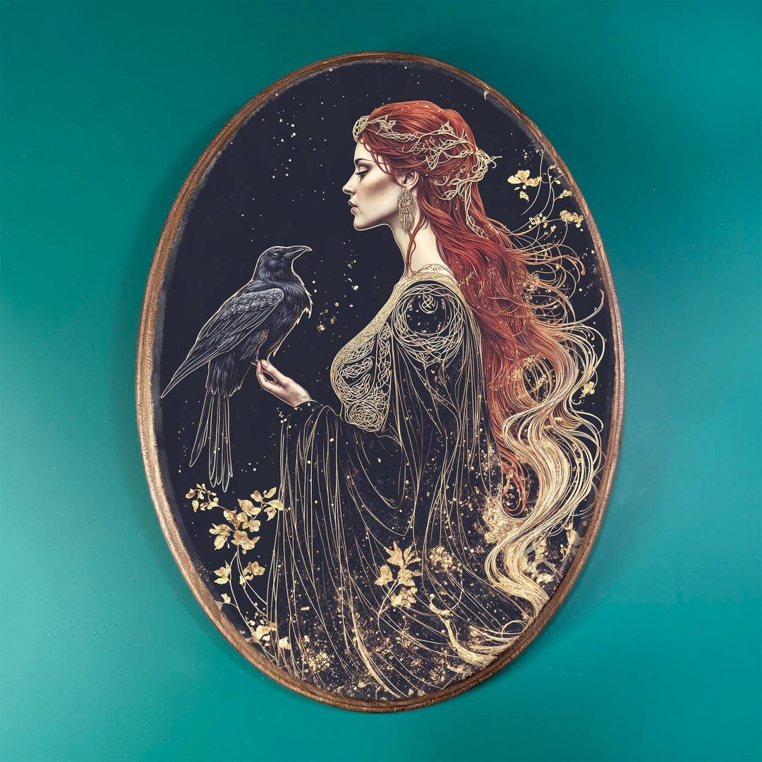Elegant Morrigan Wooden Decor- Gothic Moody Vintage Style Wood Plaque ...