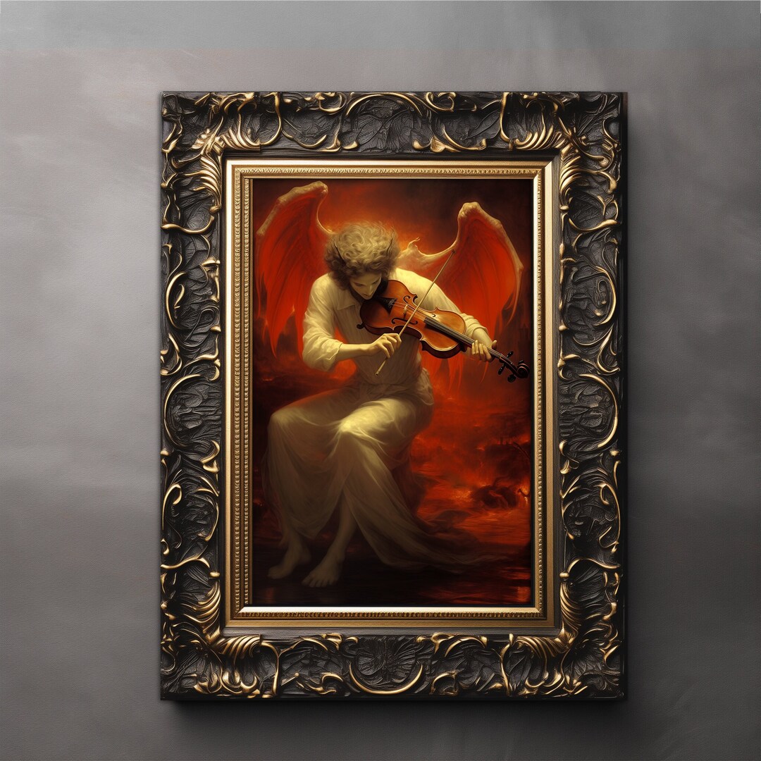 Demon Playing Violin Fine Art Print - Gothic Fantasy Poster, Dark ...