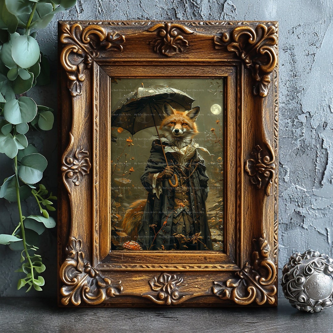 Victorian Fox Art Print Fantasy Wall Decor, Animal Portrait, Cute ...