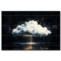 Thunderstorm Painting Lightning Strike Art Stormy Weather Painting ...
