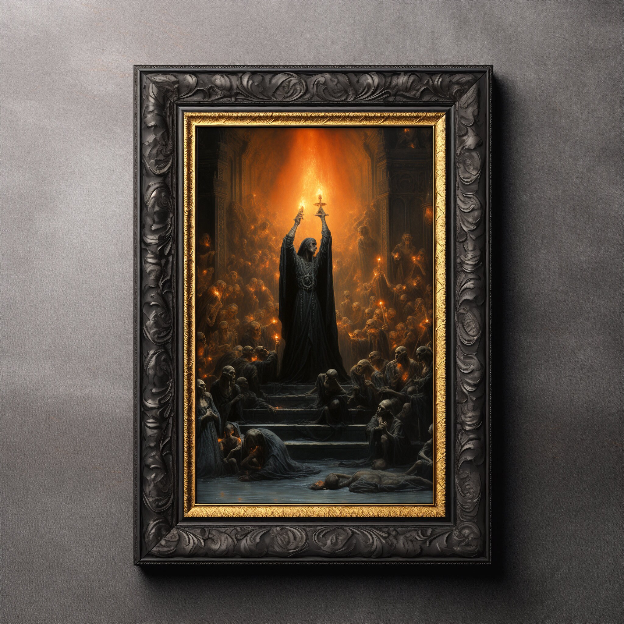 Dark Mage Fine Art Print, Necromancer Art, Sorcerer Drawing, Warlock ...