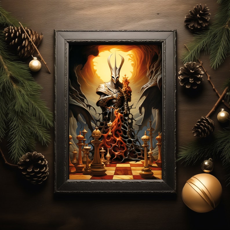King's Chess Art Print Gothic Dark Academia Poster, Surreal Fantasy ...