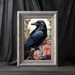 Raven Fantasy Art Print Whimsical Raven Decor Floral - Etsy