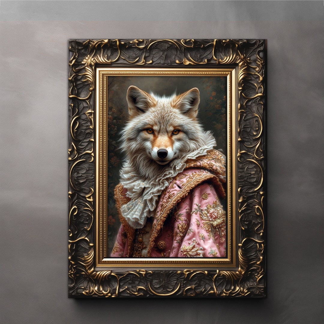 Victorian Coyote Art Print Fantasy Animal in Clothes Poster, Gothic ...