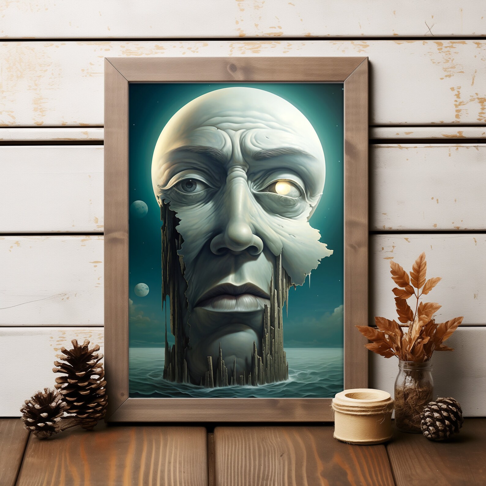 Moon Art Print Moon Wall Art Dark Moon Poster Moon Lover Gift Celestial ...