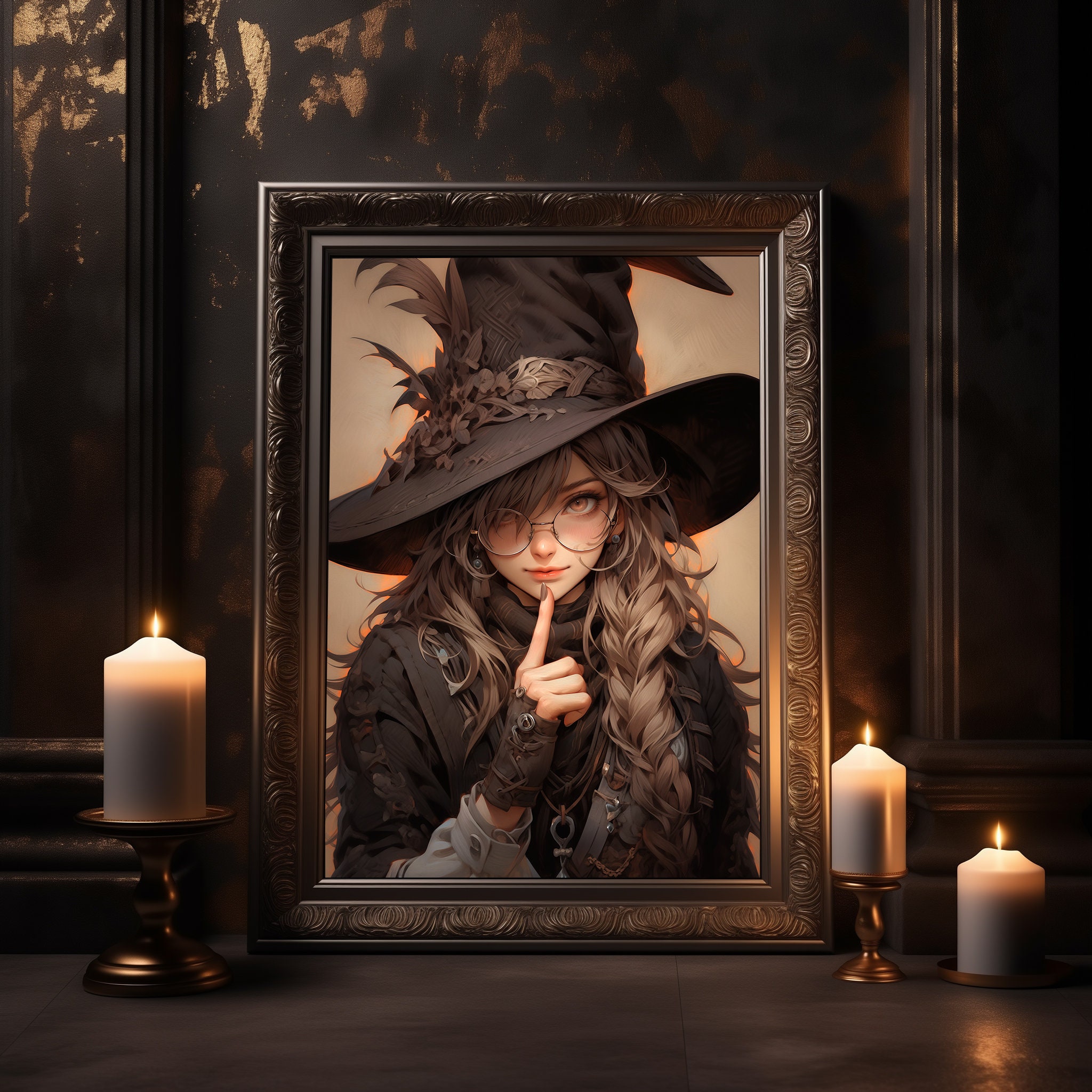 Witch Anime Fine Art Print, Manga Wall Decor, Fantasy Occult Artwork ...