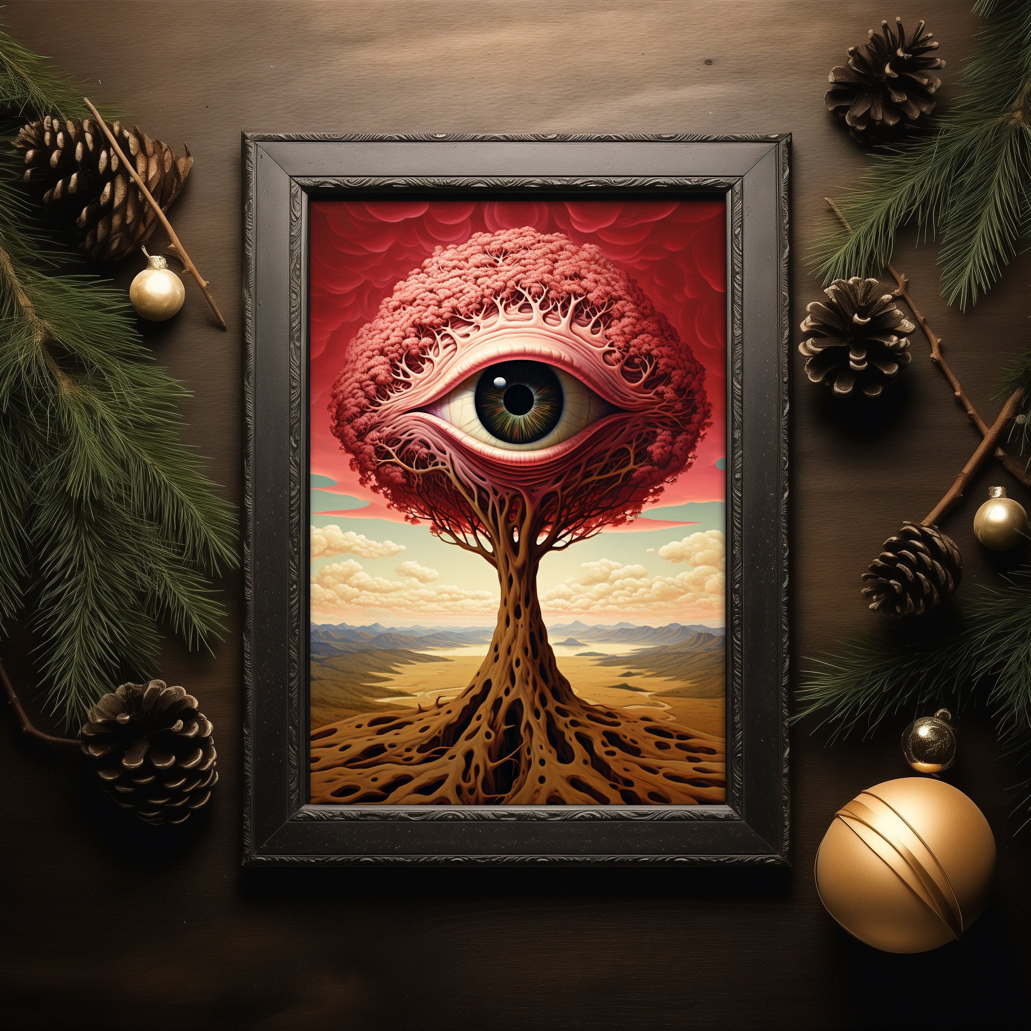 Eye and Tree Surreal Fantasy Print, Dark Academia Wall Decor, Whimsical ...
