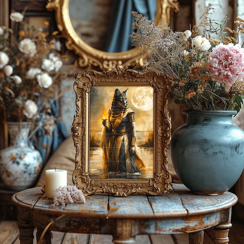 Bastet Cat Goddess Art Print - Gothic Picture, Egyptian Mythology Wall ...