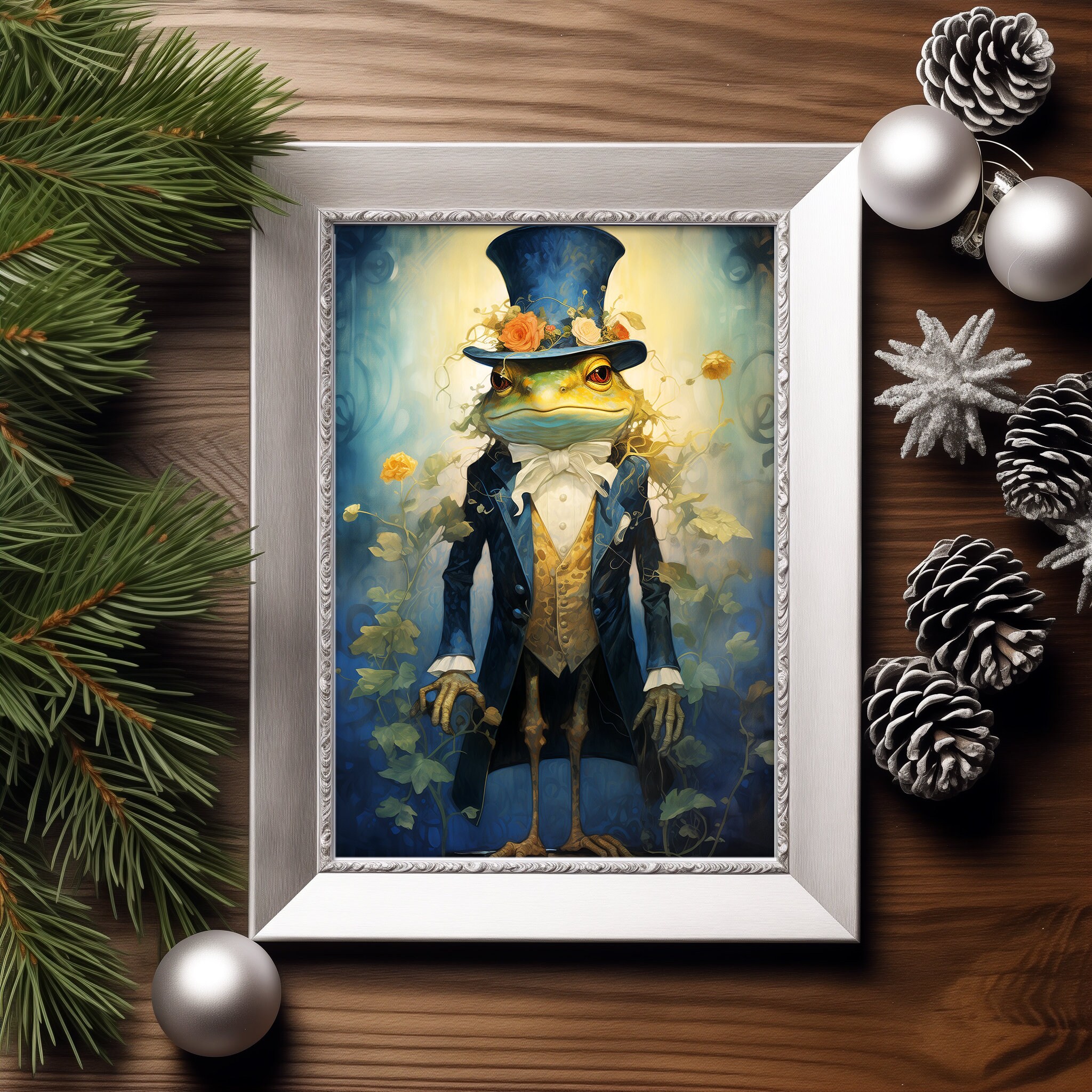 Fancy Frog Art Print, Fantasy Poster, Whimsical Frog Painting, Surreal ...