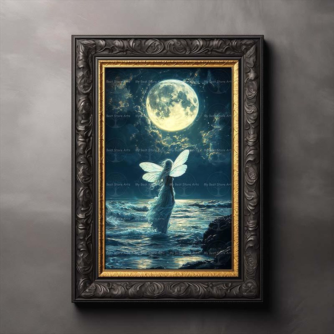 Ocean Fairy Art Print - Sea Fantasy Picture, Fae Poster, Moody Gothic ...