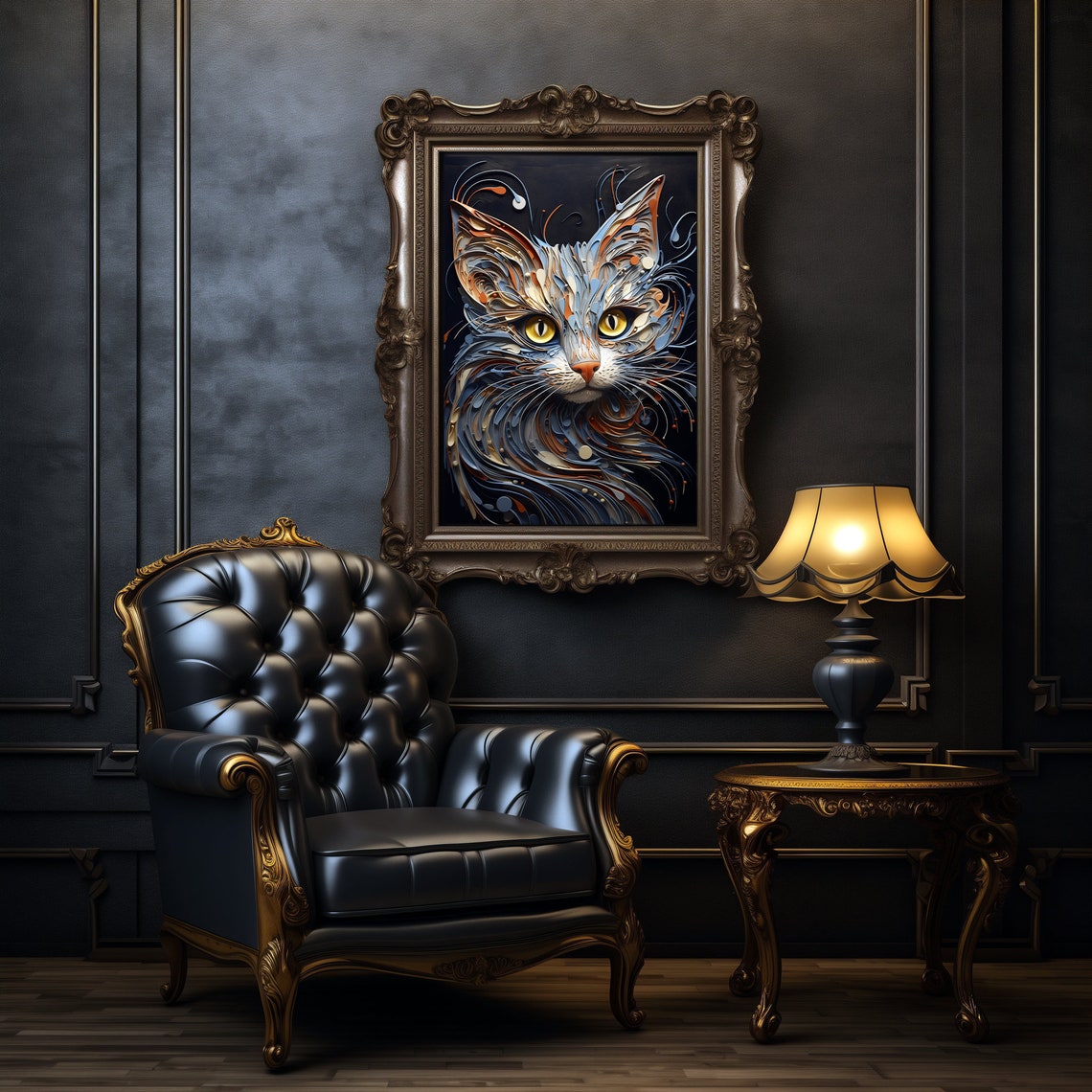 Whimsical Cat Fine Art Print Surreal Painting Poster, Pet Portrait ...