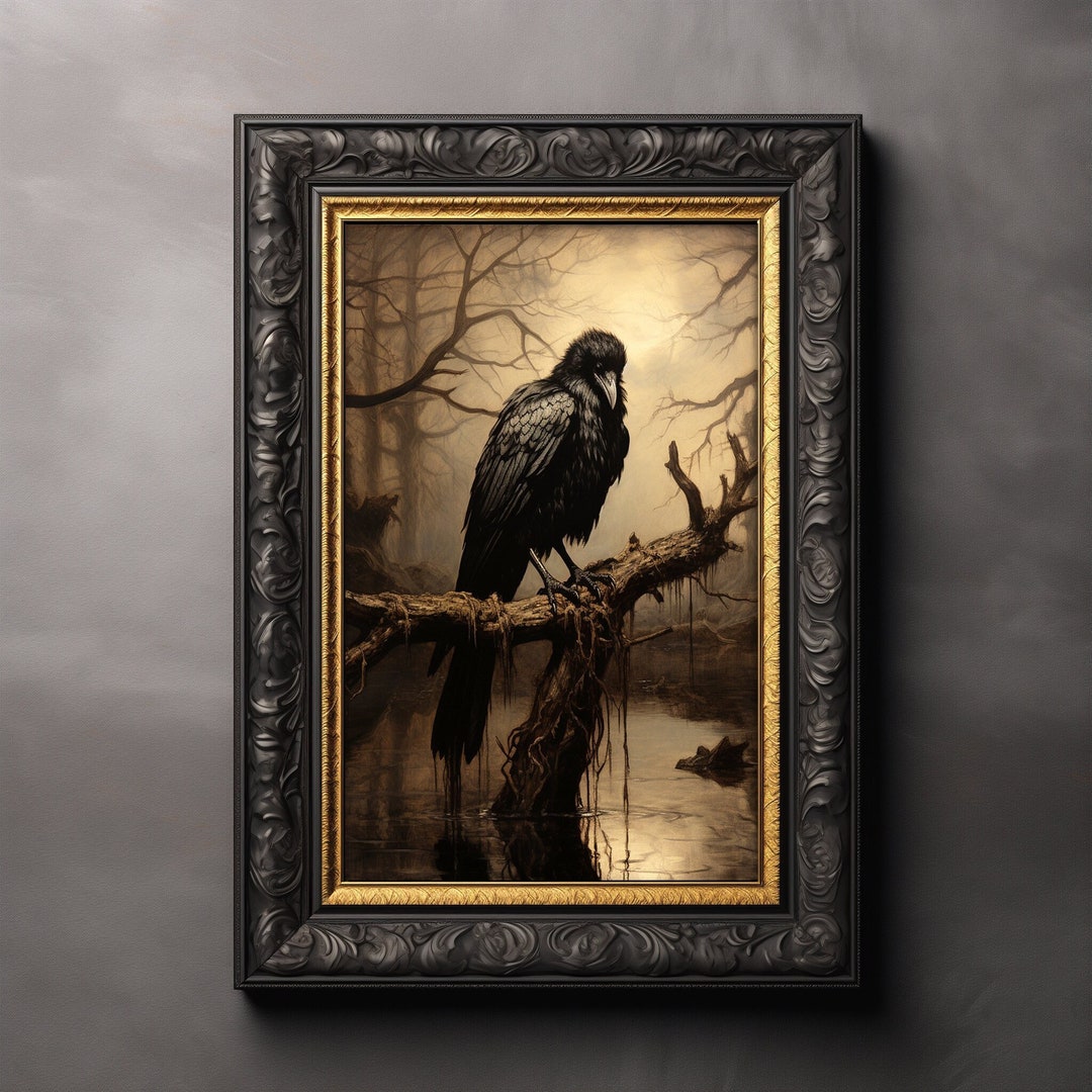 Gothic Raven Art Print Occult Witchy Artwork Dark Academia Poster