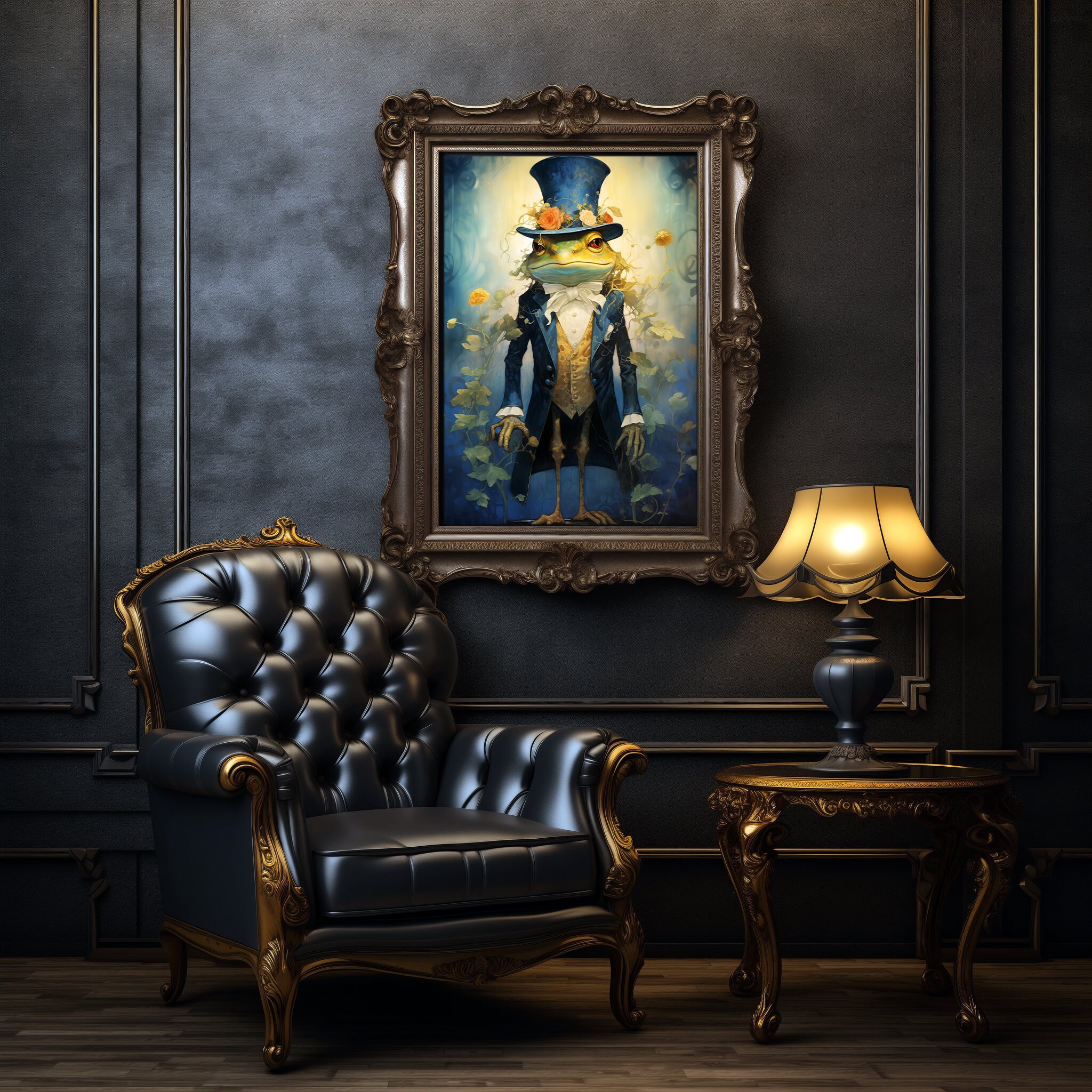 Fancy Frog Art Print, Fantasy Poster, Whimsical Frog Painting, Surreal ...