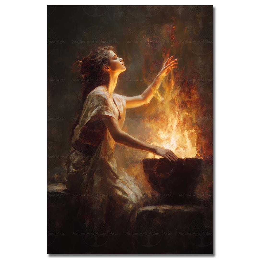 Hestia Art Print - Greek Goddess of Home and Hearth, Mystical Moody ...