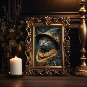 Witchy Cat Fine Art Print Fantasy Gothic Poster, Magical Kitty Decor ...
