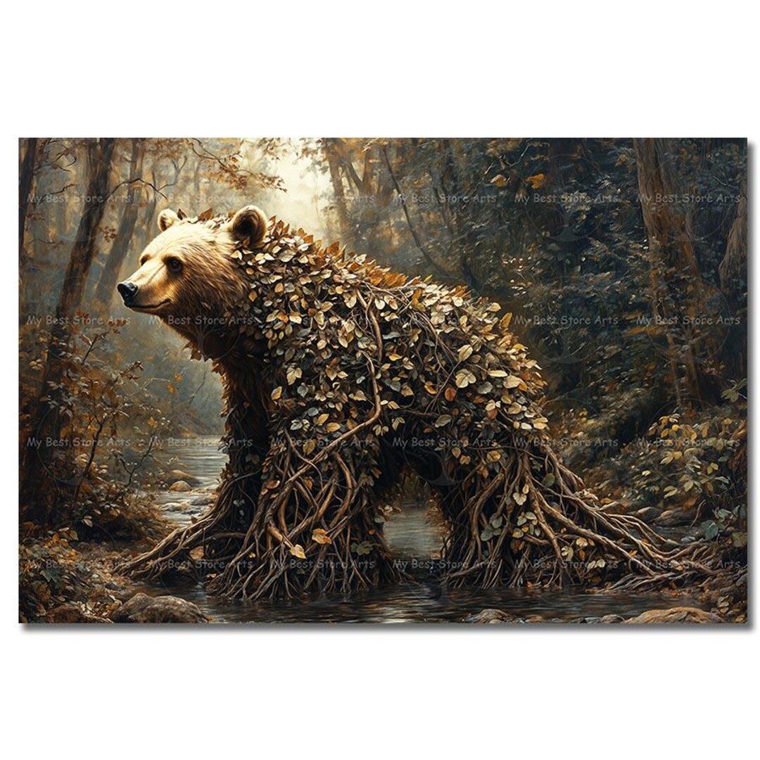 Bear of Nature Art Print - Fantasy Wildlife Poster, Whimsical ...