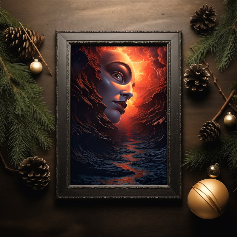 Storm Face Art Print, Surreal Fantasy Poster, Oddity Picture, Gothic ...