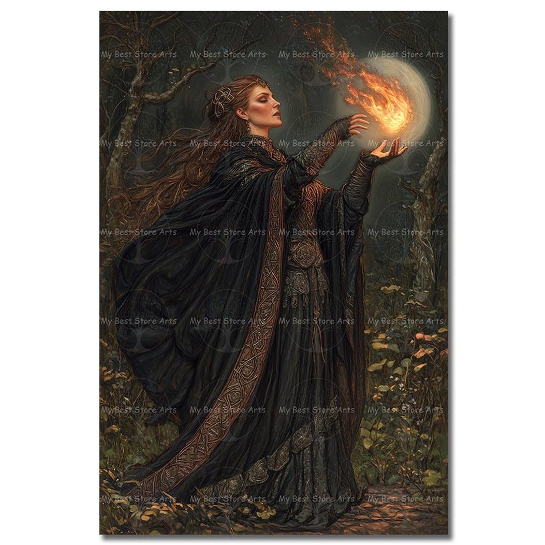 Nicnevin Witch Art Print - Deity Wall Decor, Scottish Pagan Poster ...