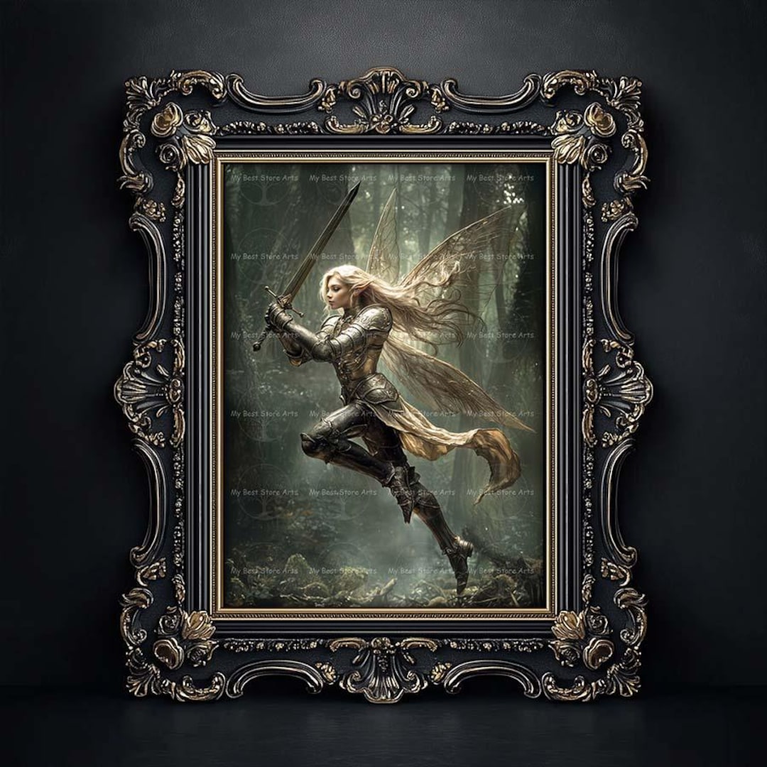 Warrior Fairy Art Print - Fantasy Fairytale Poster, Whimsical Fae Home ...