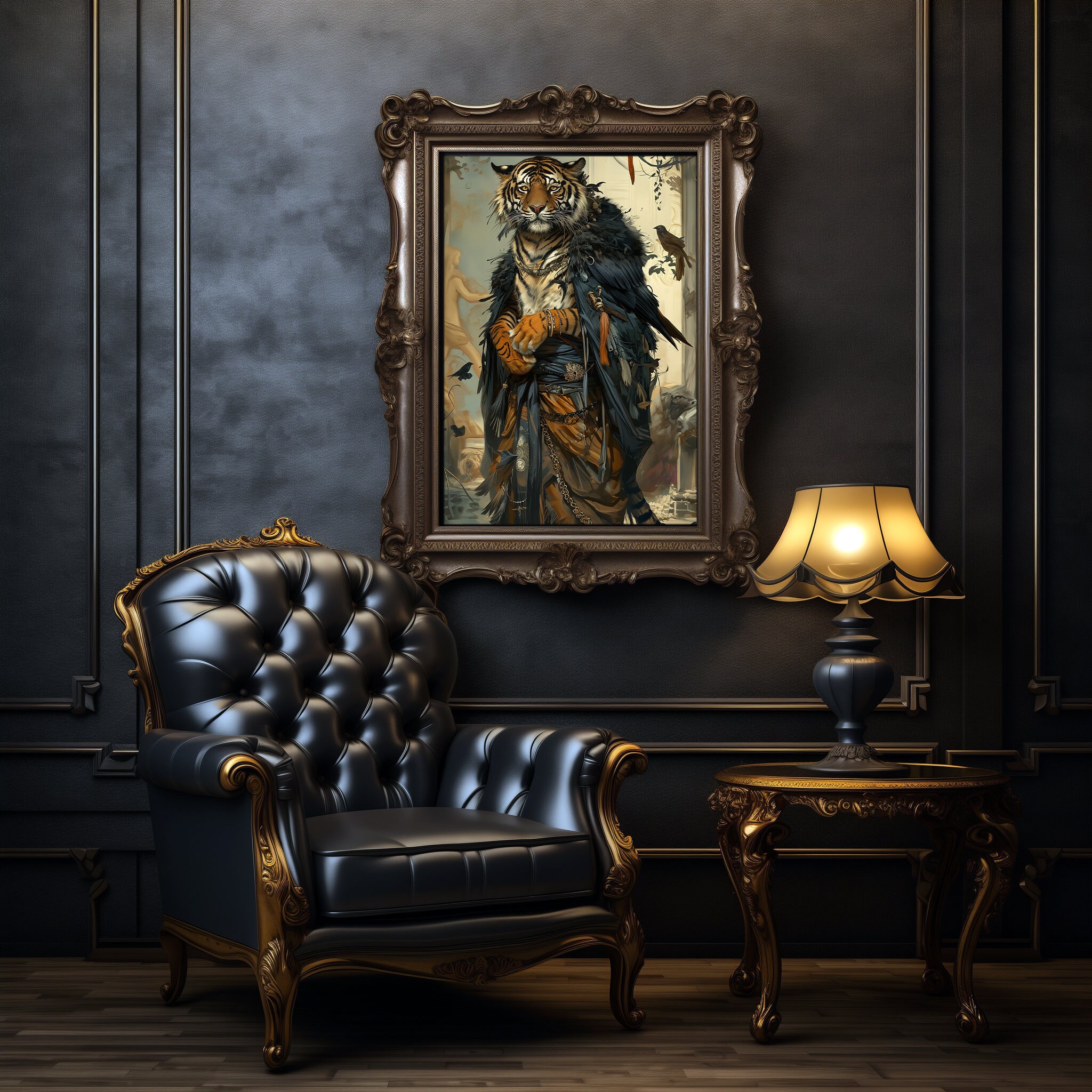 Tiger Druid Art Print Fantasy Big Cat Poster, Whimsigoth Decor, Dark ...