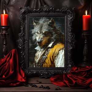 Fancy Lycan Werewolf Art Print - Fantasy Wolf Poster, Gothic Wall Decor ...