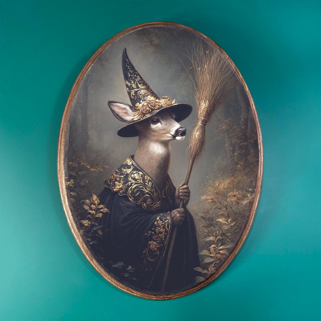 Deer Witch Wooden Decor- Fairytale Fantasy, Vintage Style Wood Plaque ...