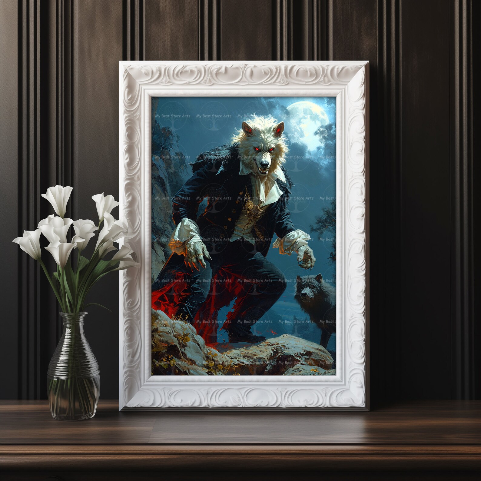 Dracula Werewolf Art Print - Gothic Spooky Wolf Poster, Dark Academia ...