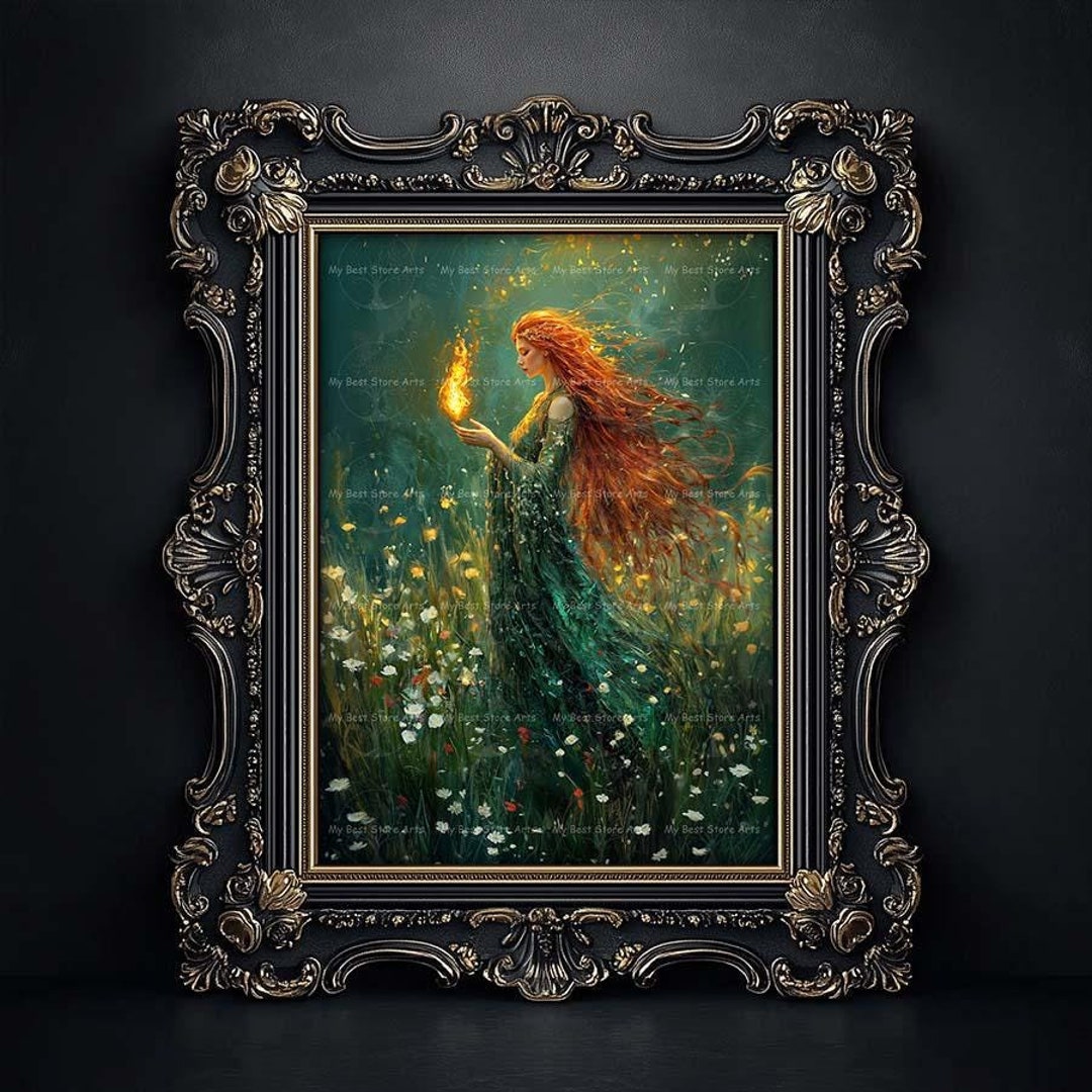 Brigid Flame Art Print - Deity Wall Decor, Celtic Pagan Poster ...