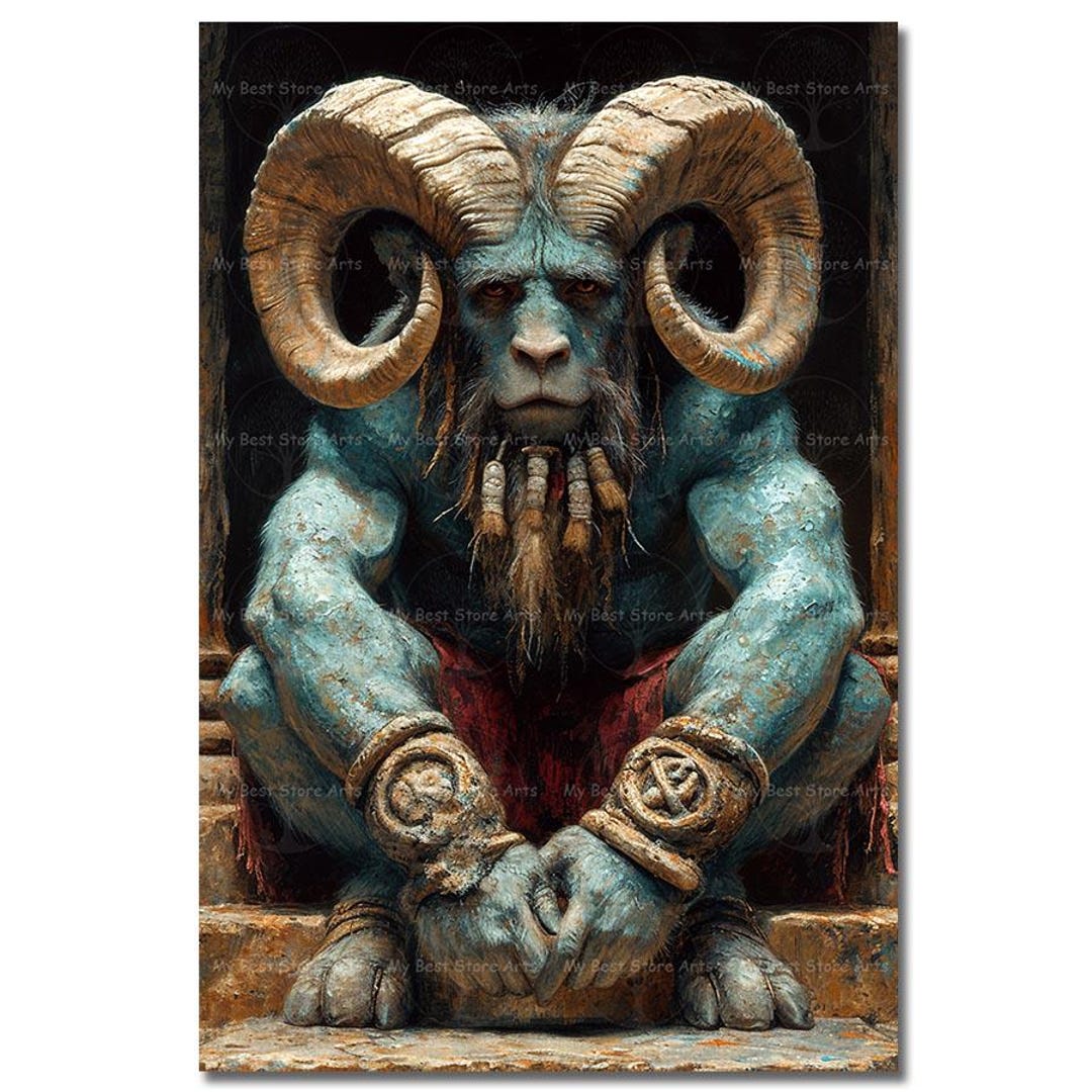 Light Blue Satyr Art Print - Fantasy Greek Mythology Picture, Dark ...