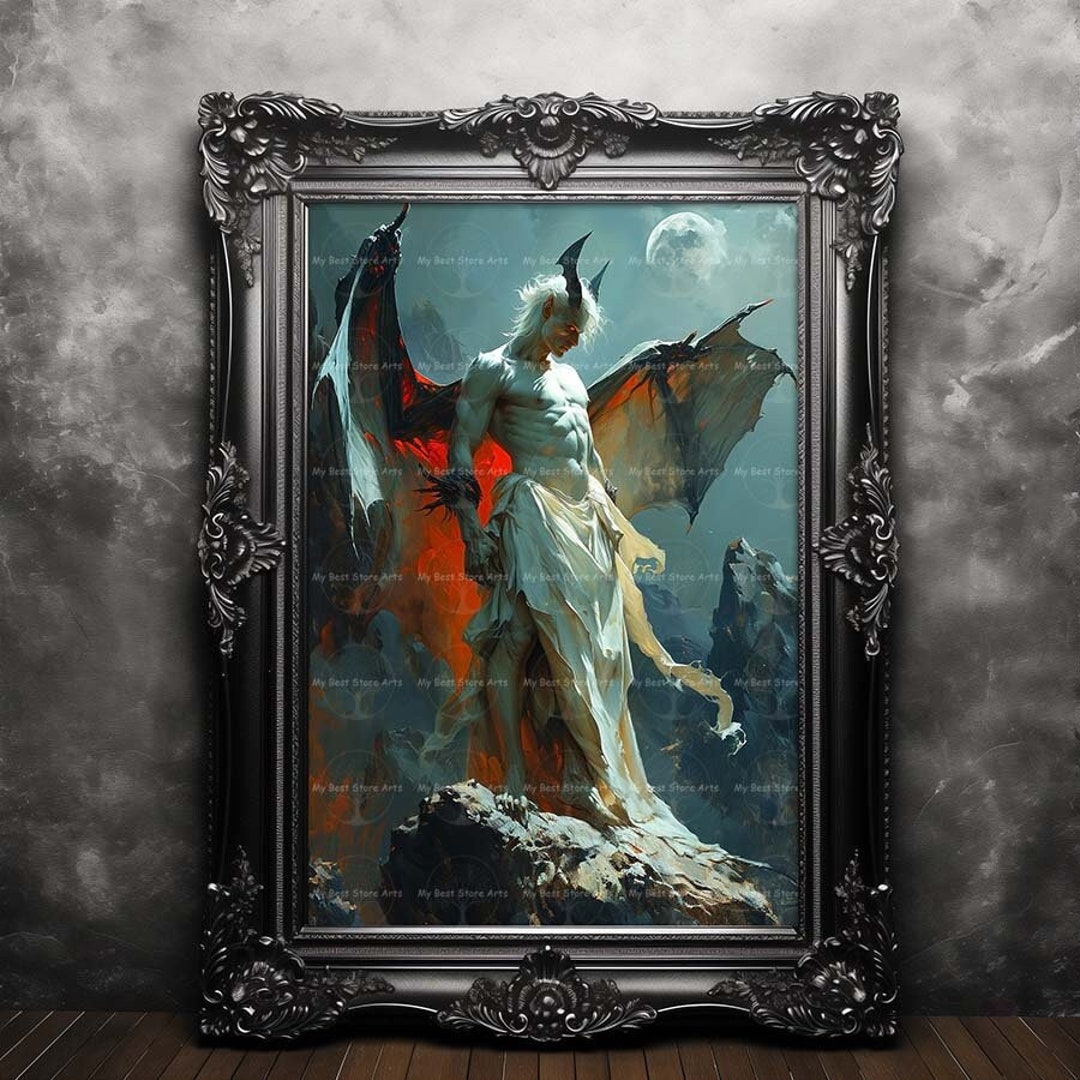 Fallen Angel Prince Art Print - Fantasy Dark Academia, Demon Wall Decor ...