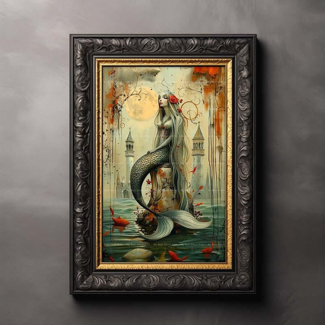 Whimsical Mermaid Art Print Sea Siren Poster, Ocean Fantasy Decor ...
