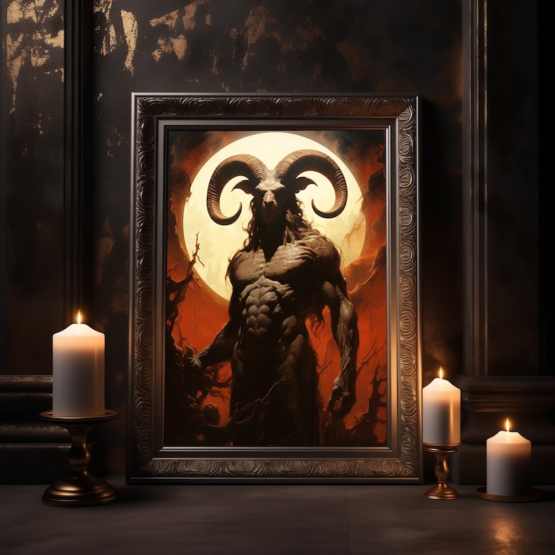 Goat Baphomet Fine Art Print, Fantasy Dark Academia, Gothic Occult Art ...
