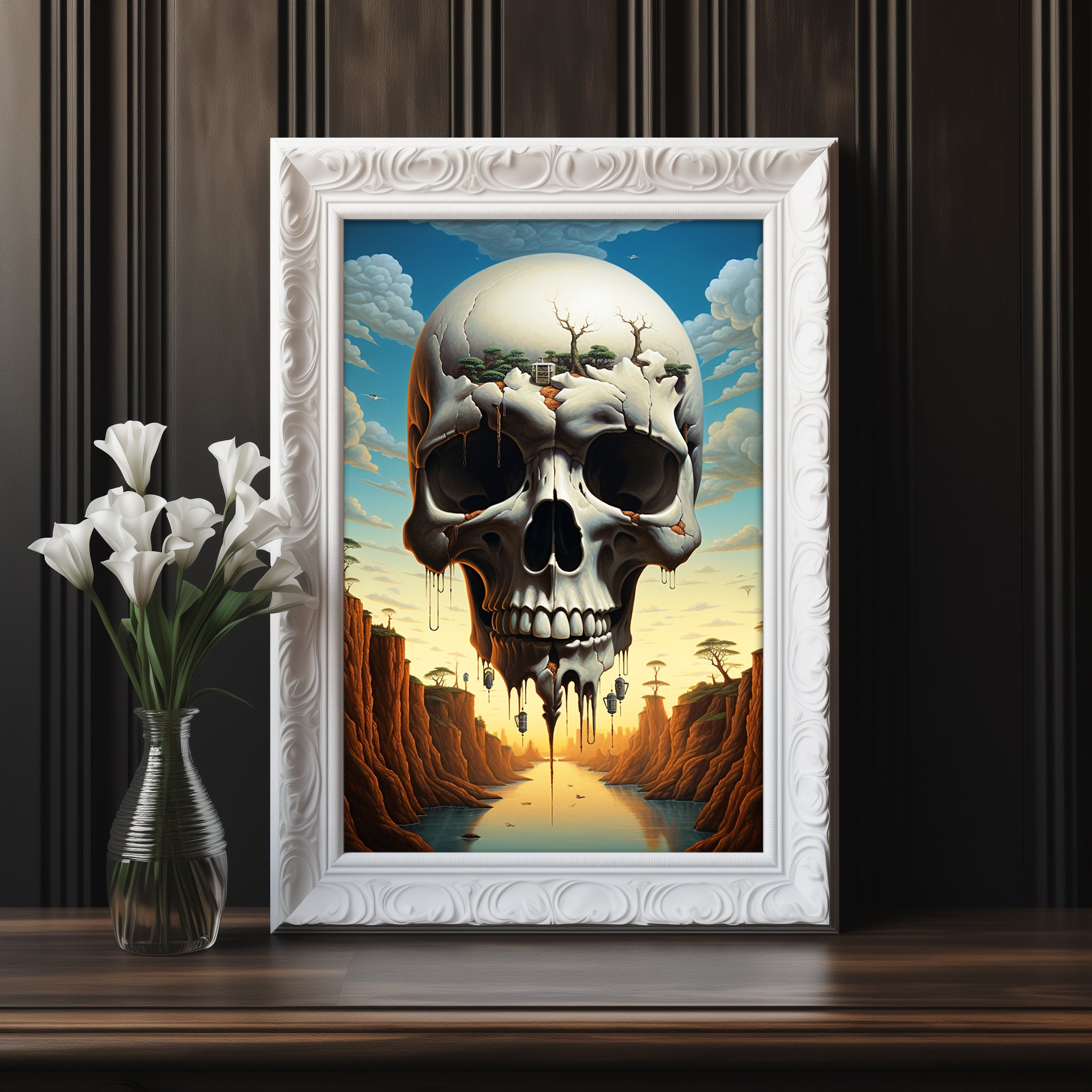 Skull Surreal Fantasy Dark Academia Art Print 8.5x11 13x19 Home Decor ...