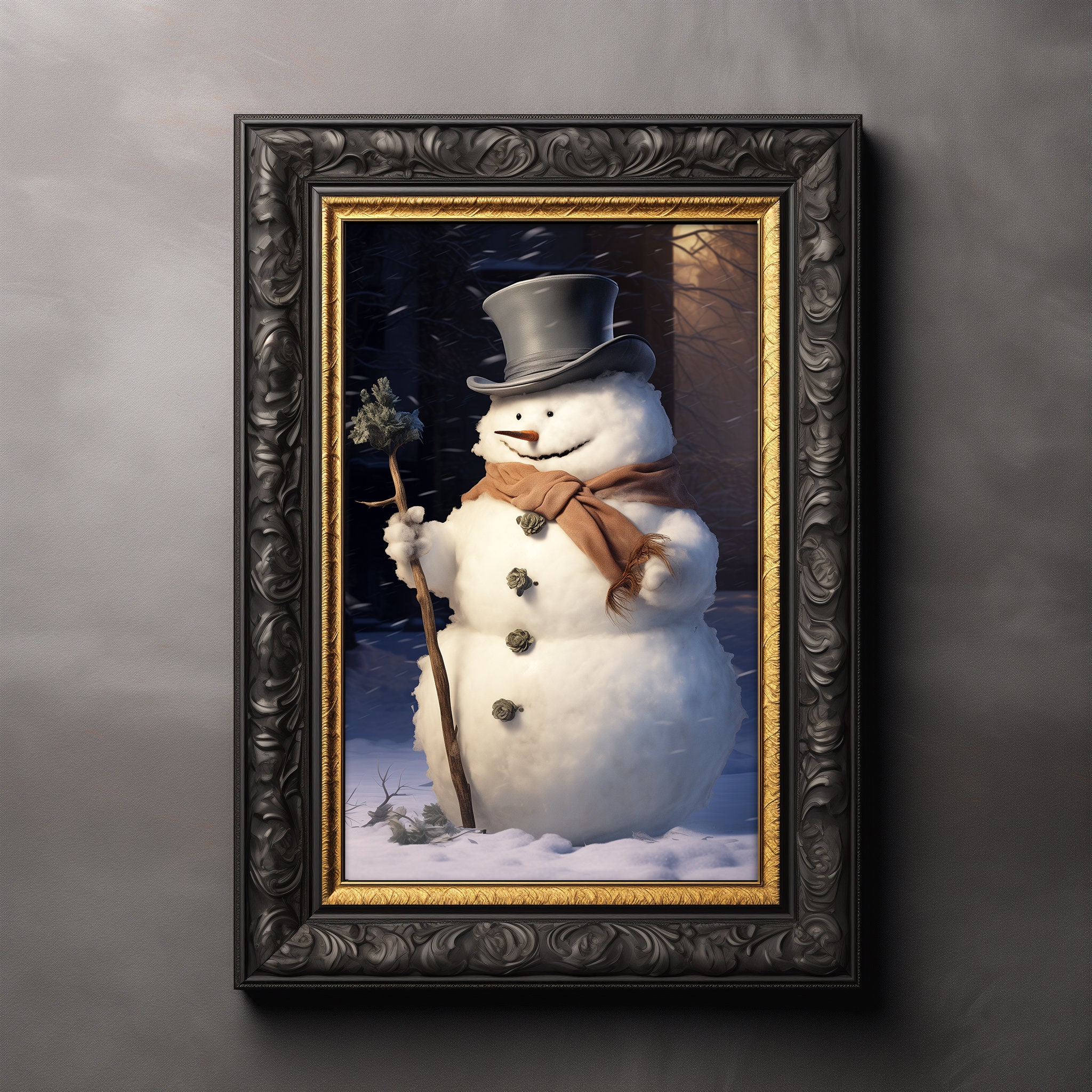 Snowman Art Print, Whimsical Snowman, Christmas Art, Cheerful Holiday ...