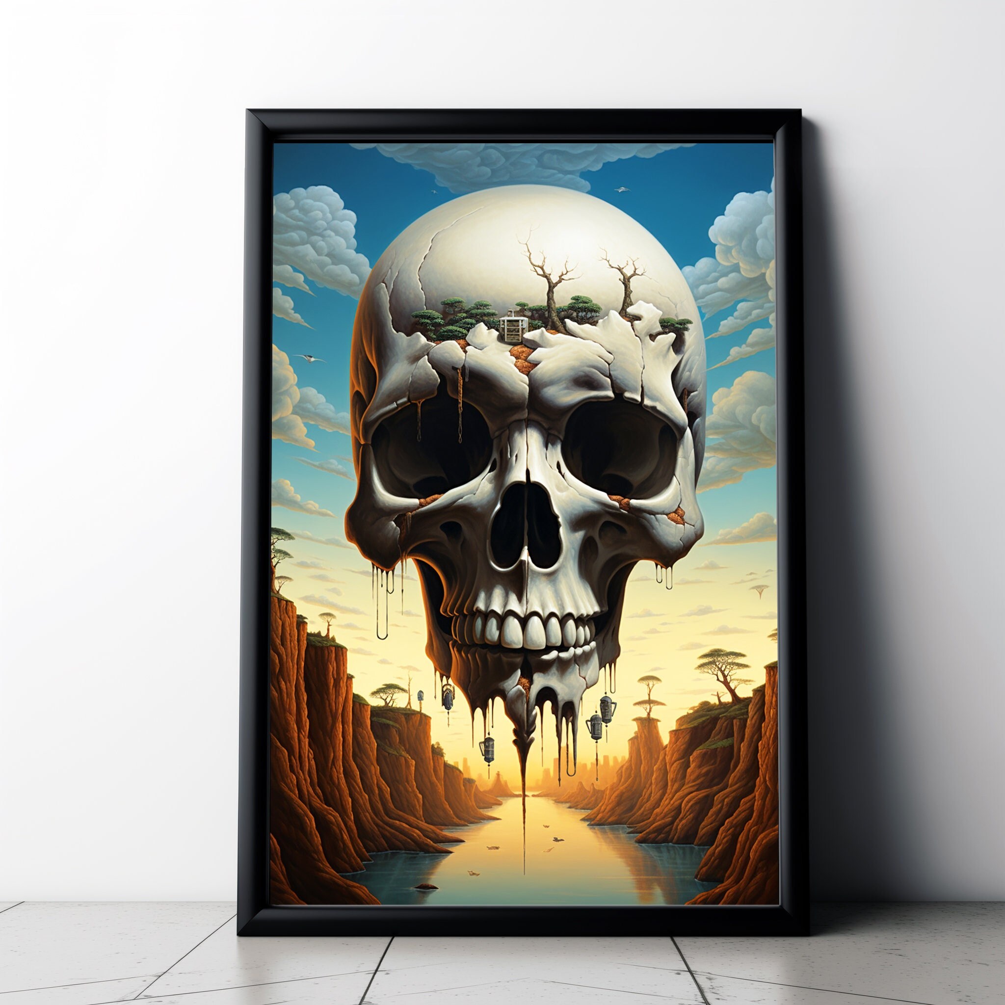 Skull Surreal Fantasy Dark Academia Art Print 8.5x11 13x19 Home Decor ...