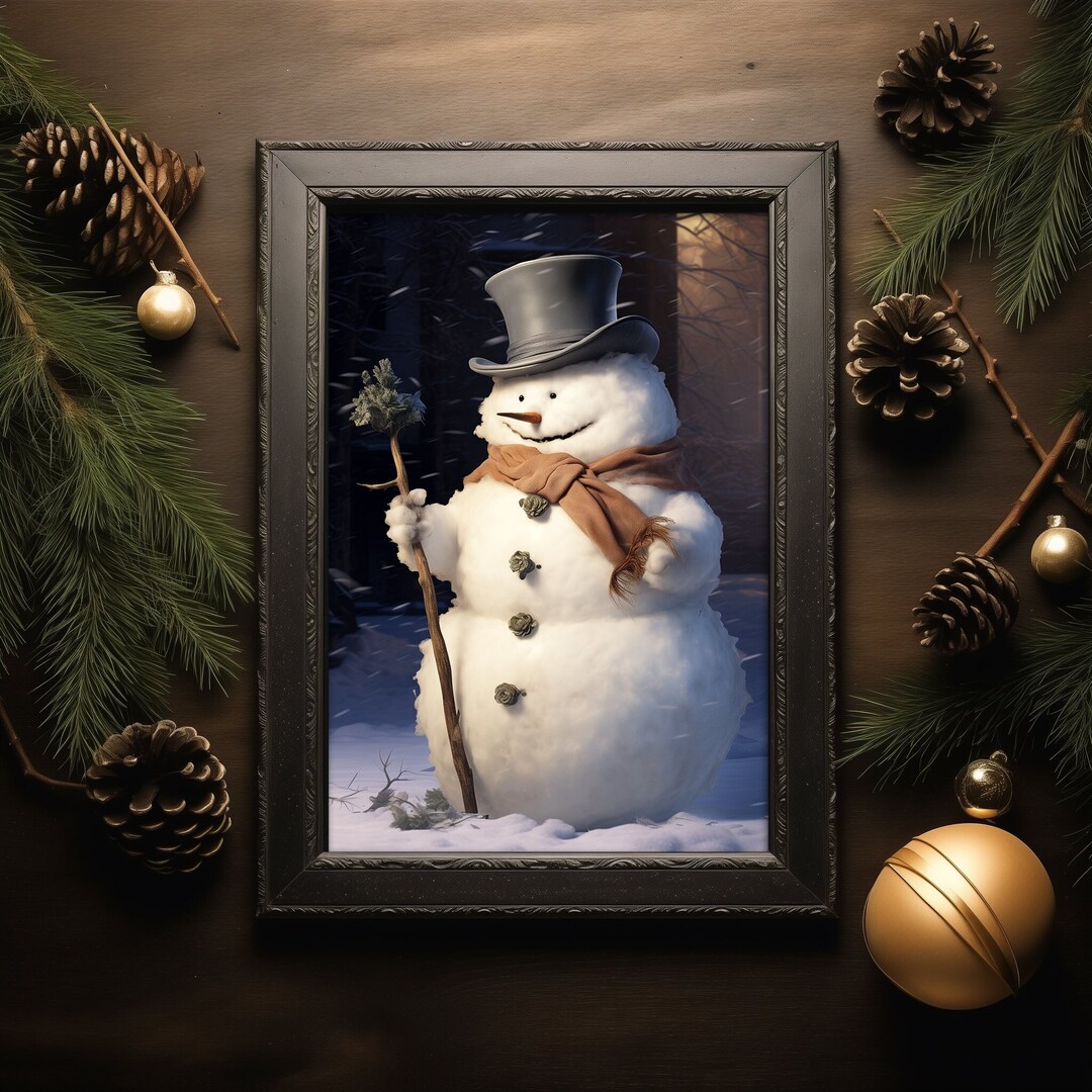 Snowman Art Print, Whimsical Snowman, Christmas Art, Cheerful Holiday ...