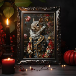 Royal Squirrel Art Print - Fantasy Poster, Gothic Home Decor, Odd ...