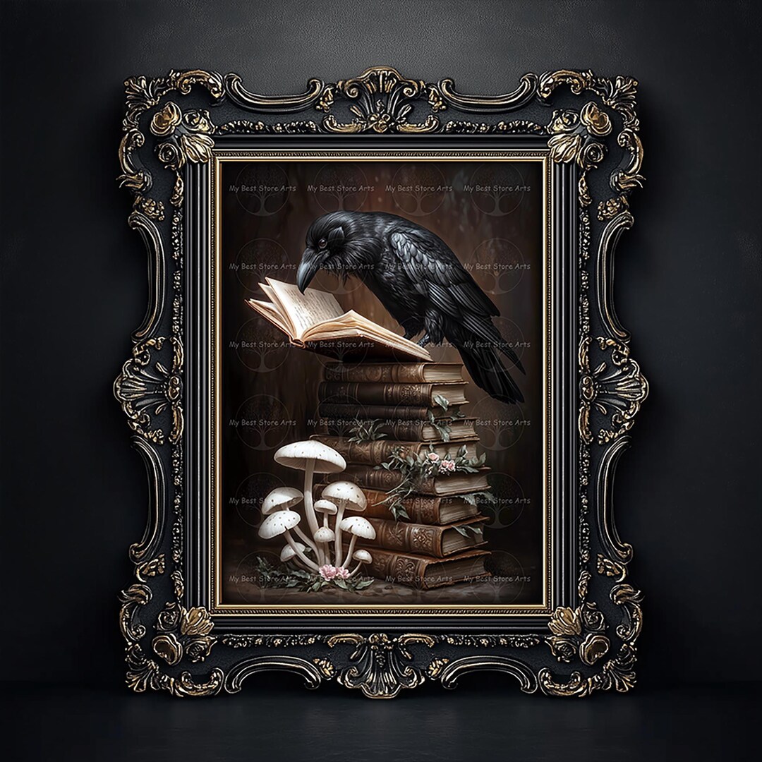 Raven and Books Art Print - Bookish Gothic Dark Academia Wall Art ...