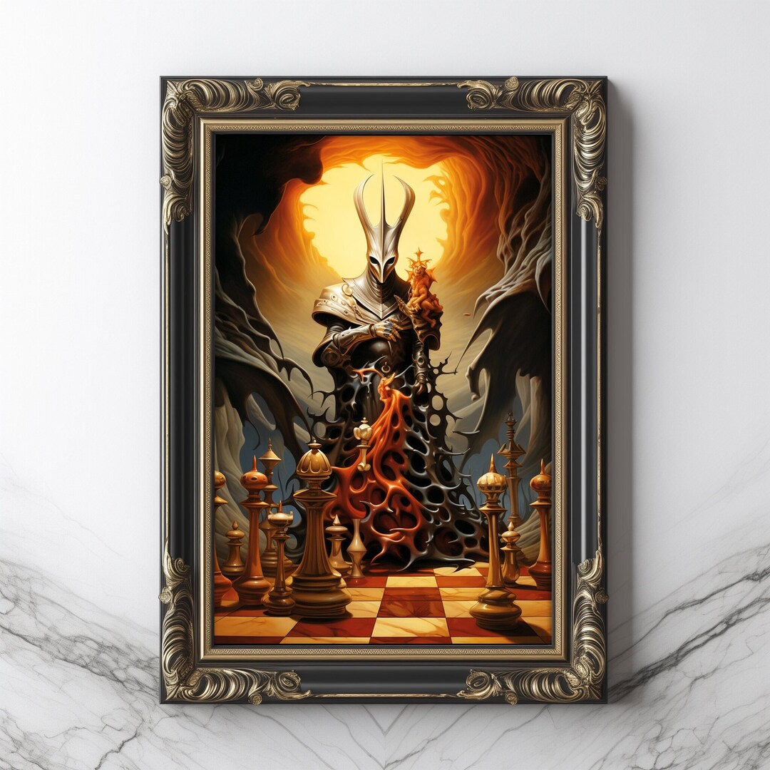 King's Chess Art Print Gothic Dark Academia Poster, Surreal Fantasy ...
