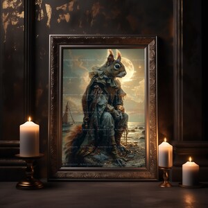 Moonlit Squirrel Art Print - Fantasy Poster, Gothic Home Decor, Odd ...