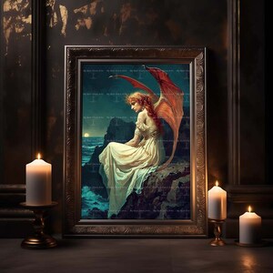 Moonlight Lilith Art Print, Succubus Picture, Demon Wall Decor, Devil ...