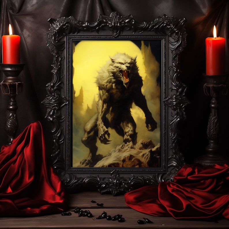 Lycan Werewolf Art Print Wolf Poster Art, Gothic Home Decor, Dark ...