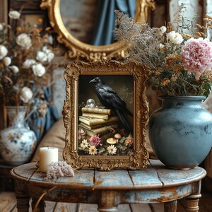 Library Crow Fine Art Print Dark Academia Wall Art, Raven Picture, Bird ...